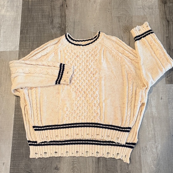 Pilcro | Sweaters | Pilcro Oversized Varsity By Cream And Black Cable ...